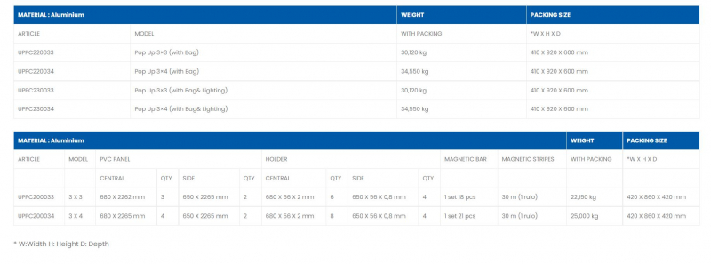 Magnetna aluminijasta zložljiva Pop-up stena (s torbo) - 320014